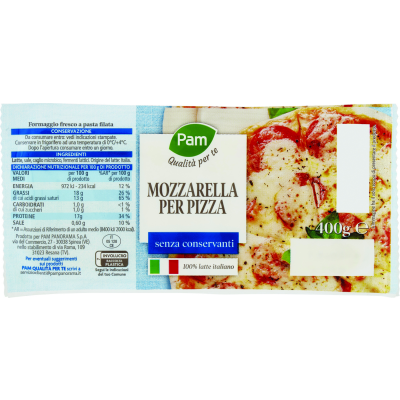 PAM Qualità per te Mozzarella per Pizza 400 g | Mozzarella vaccina ...